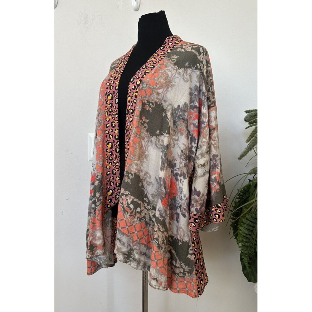 Aratta Silent Journey Mixed Patterns Kimono Abstract … - Gem